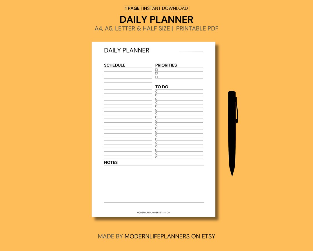 Buy Printable Daily Planner Fillable, Daily to Do List, Productivity ...