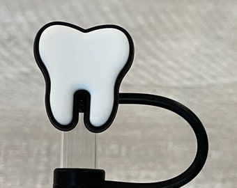 Tooth Dentist Dental Straw Topper Cover for Straws 8mm or 10mm Opening ...