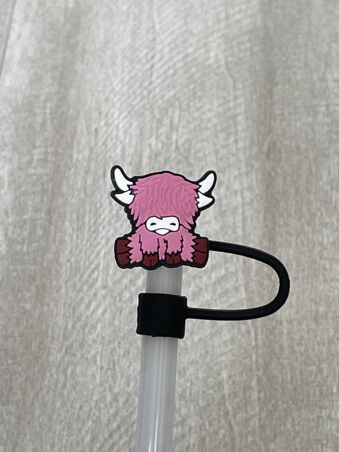 Highland Cow Straw Topper - Dusty Rose Color - Cover for Straws - 8mm ...