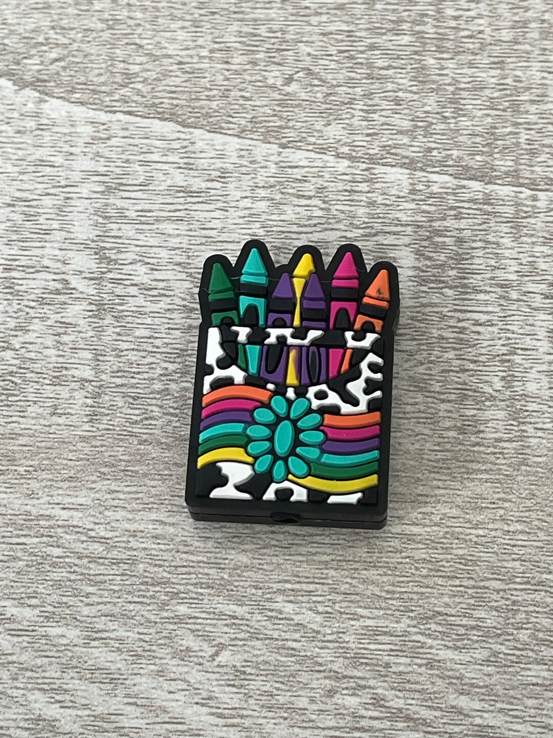 Crayons Focal Bead: Cow Print Turquoise Scenic Bead - Etsy