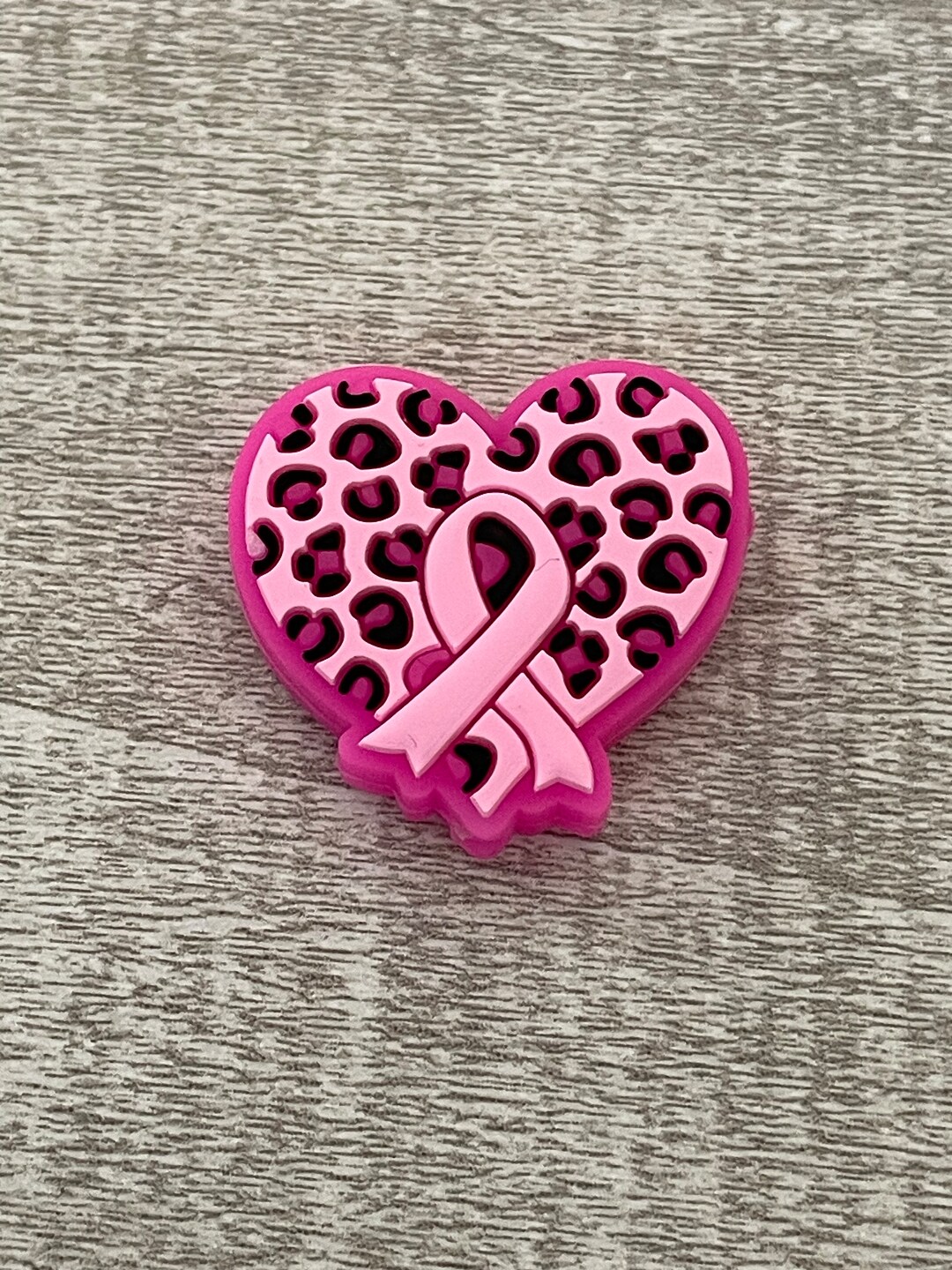 Focal Bead - Animal Print Heart Cancer Ribbon - Bead for Pens/keychains ...