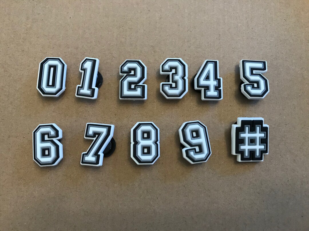 SHOE CHARM - Varsity Numbers - 1, 2, 3, Etc. Individual Numbers for ...
