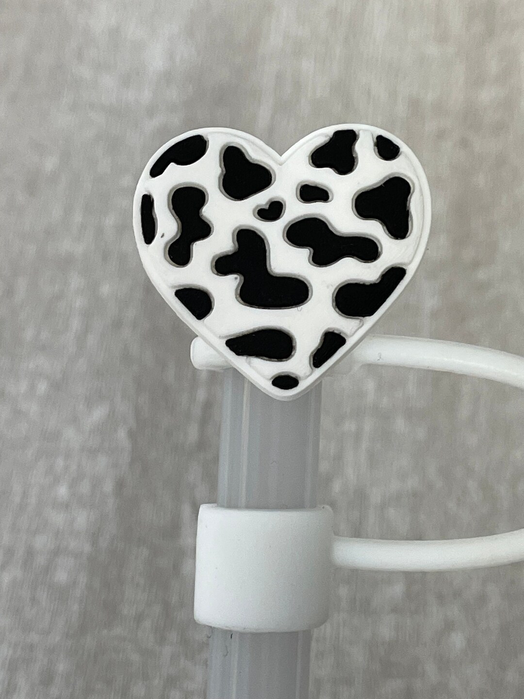 Heart With Cow Print Straw Topper - Cover for Straws - 8mm or 10mm ...