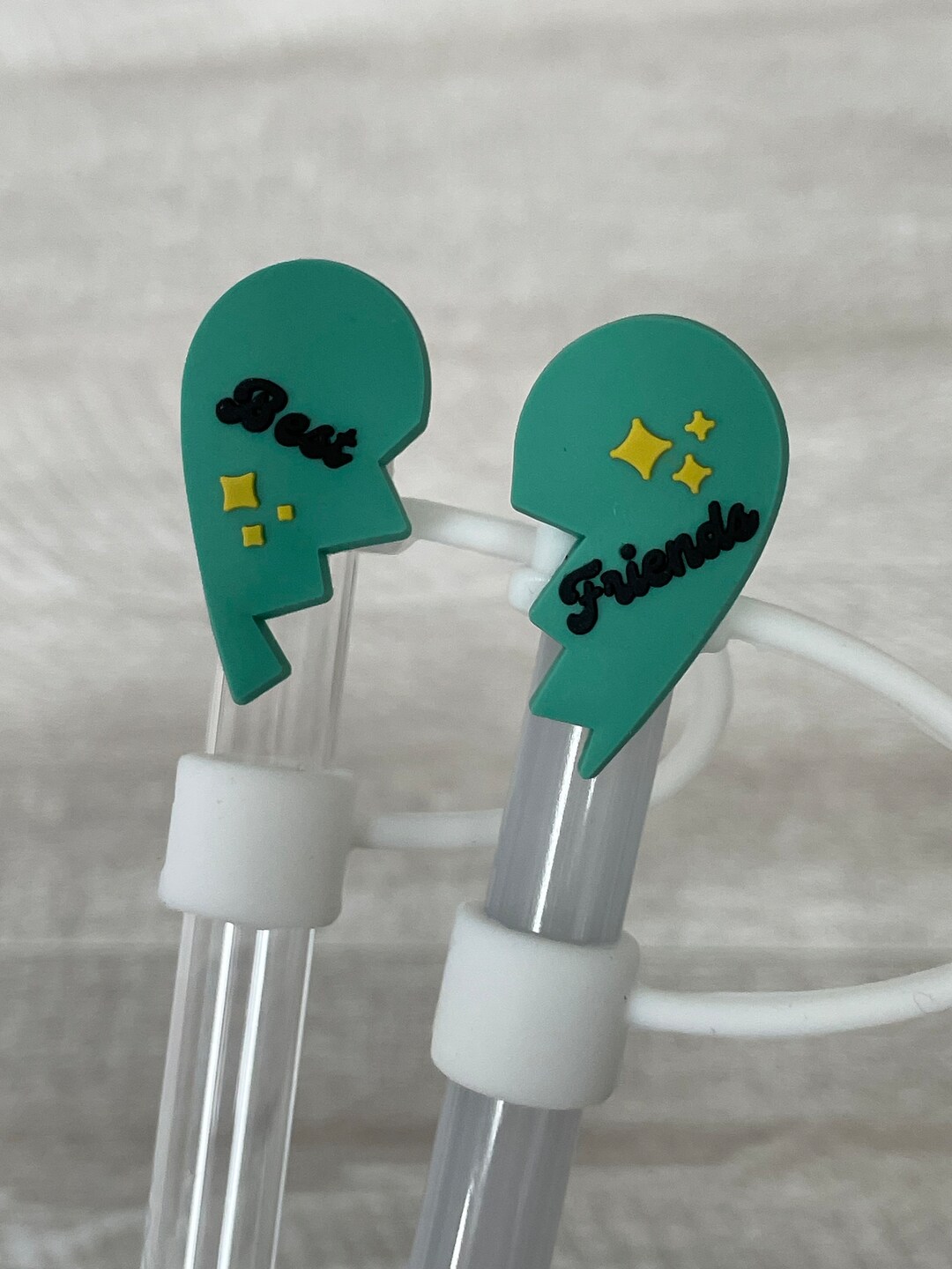 Straw Topper - BEST FRIEND Set - Half Heart With “best” and “friend ...