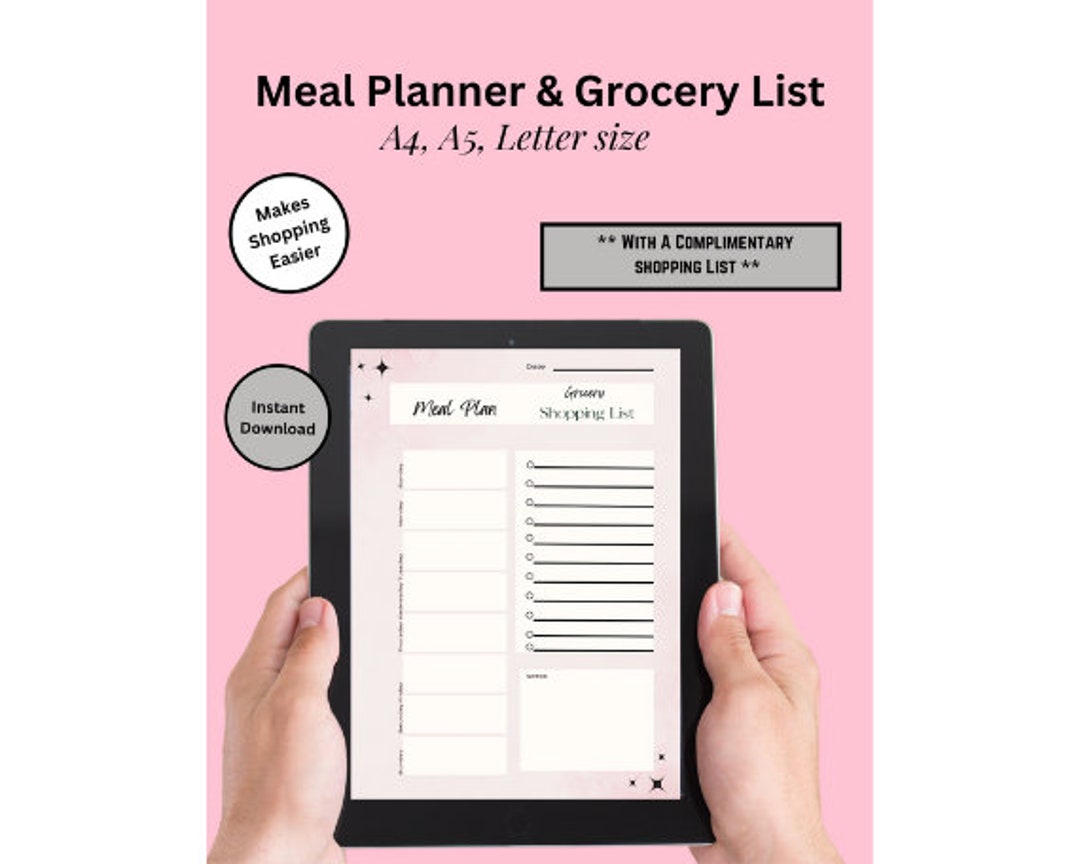 Shopping List, Weekly Meal Planner, Meal Planner, Perfect for Meal Prep ...