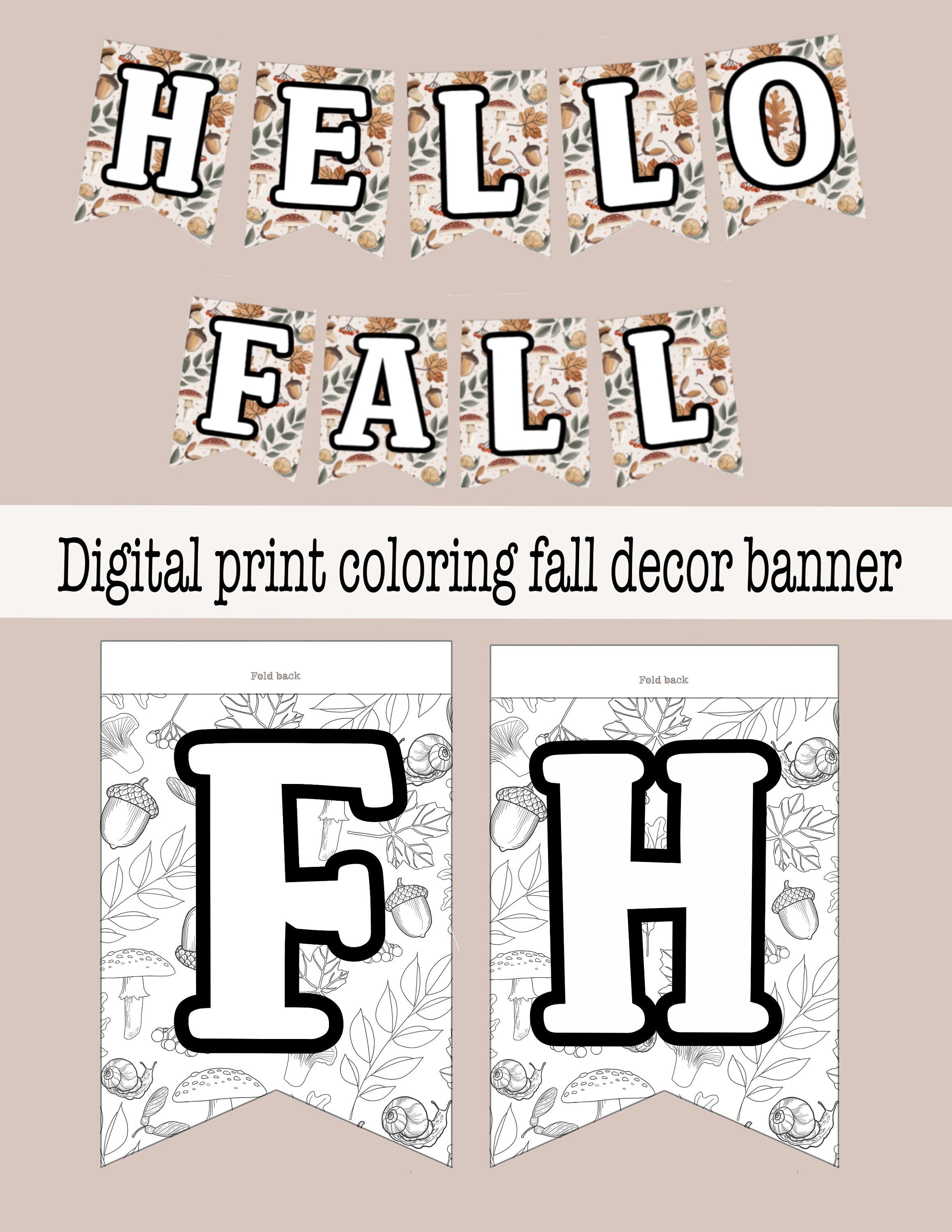 Hello Fall Decor Printable Banner Fall Printable Wall Art - Etsy