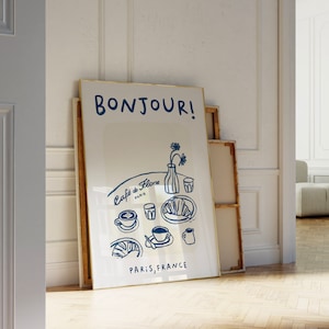 Cafe De Flore Art Print, Bonjour Poster, French Coffee Poster ...