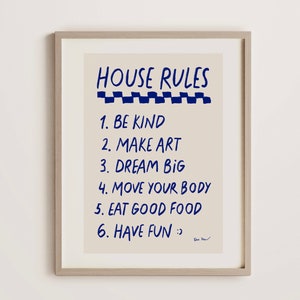 House Rules Wall Art, House Rules Art Print, Aesthetic Apartment Quote ...