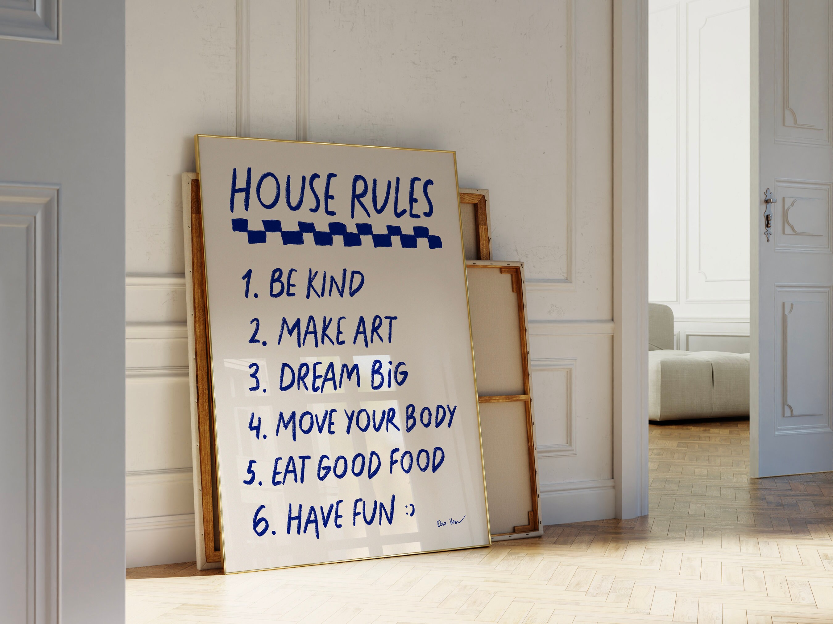 House Rules Wall Art, House Rules Art Print, Aesthetic Apartment Quote ...