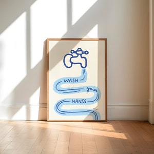 Wash You Hands Bathroom Wall Art, Retro Wall Art, Cute Bathroom Poster ...