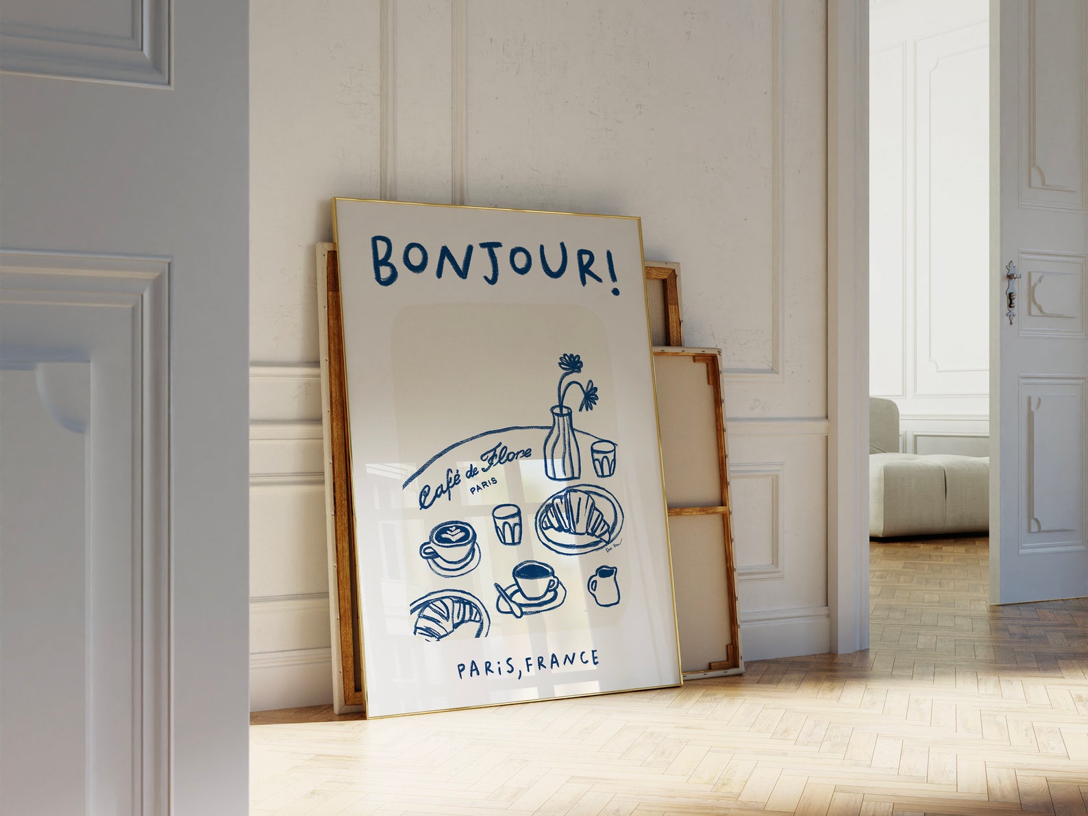 Cafe De Flore Art Print, Bonjour Poster, French Coffee Poster ...