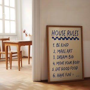 House Rules Wall Art, House Rules Art Print, Aesthetic Apartment Quote ...