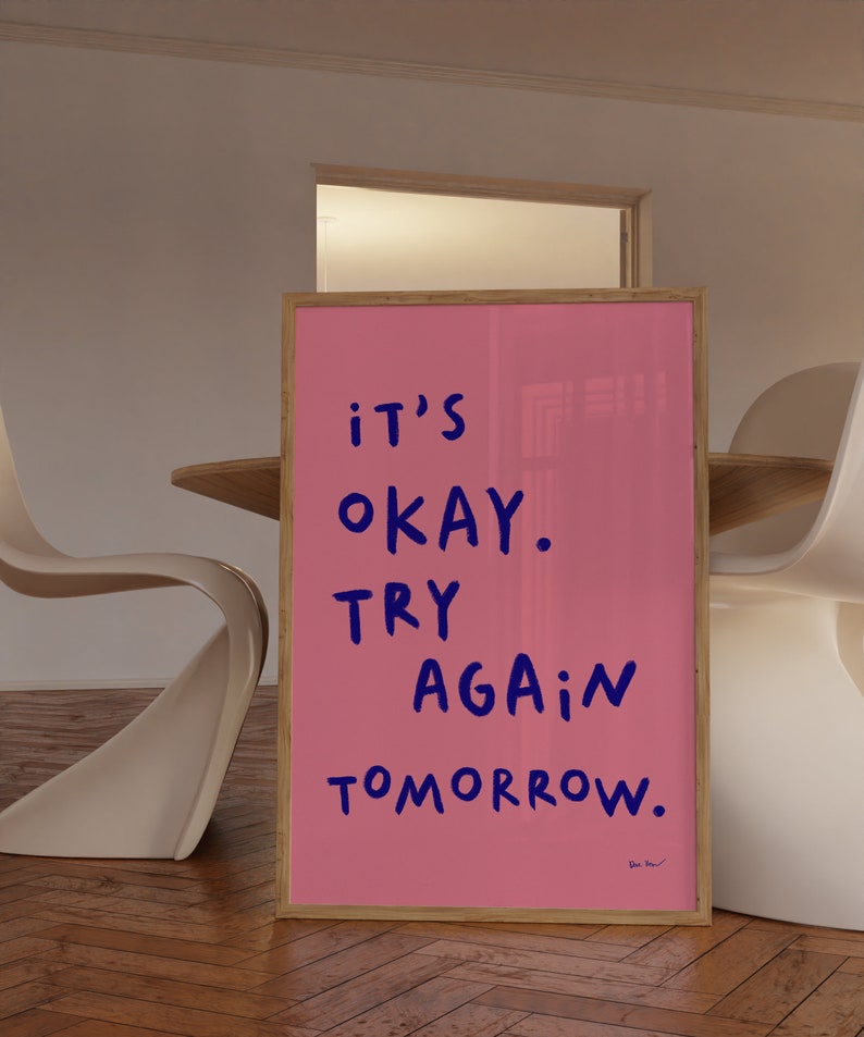 Its Okay Try Again Tomorrow Wall Art, Retro Aesthetic Print, Trendy ...