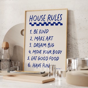 House Rules Wall Art, House Rules Art Print, Aesthetic Apartment Quote ...