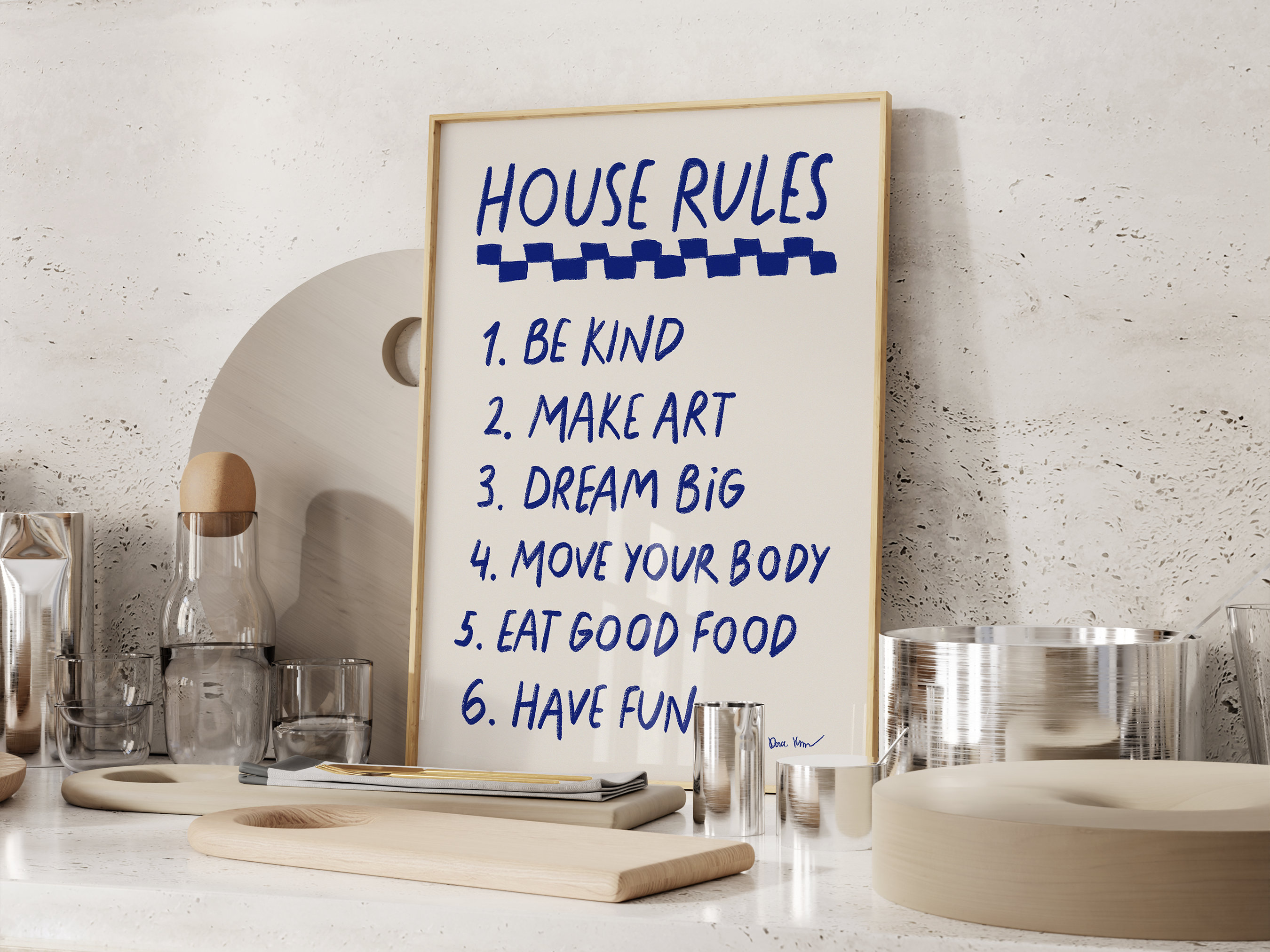 House Rules Wall Art, House Rules Art Print, Aesthetic Apartment Quote ...