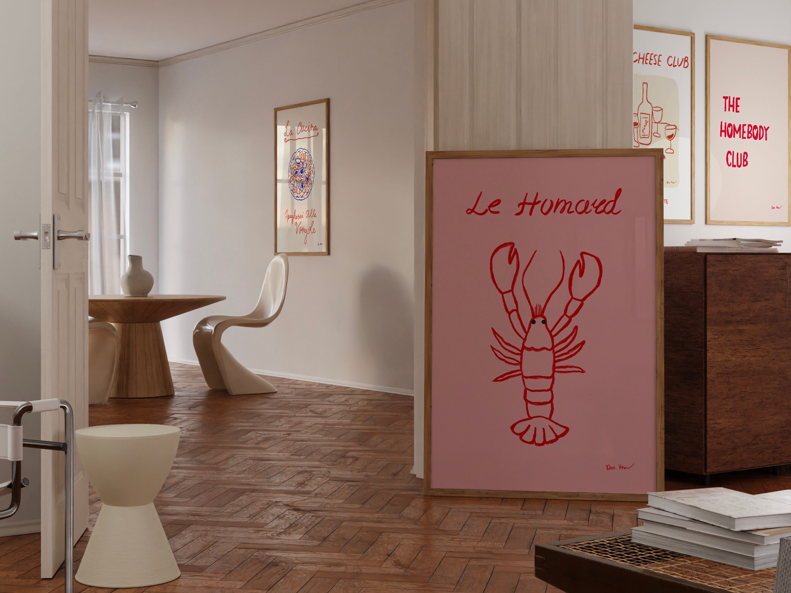 Le Homard Wall Art Lobster Poster Pink Seafood Print Ocean - Etsy