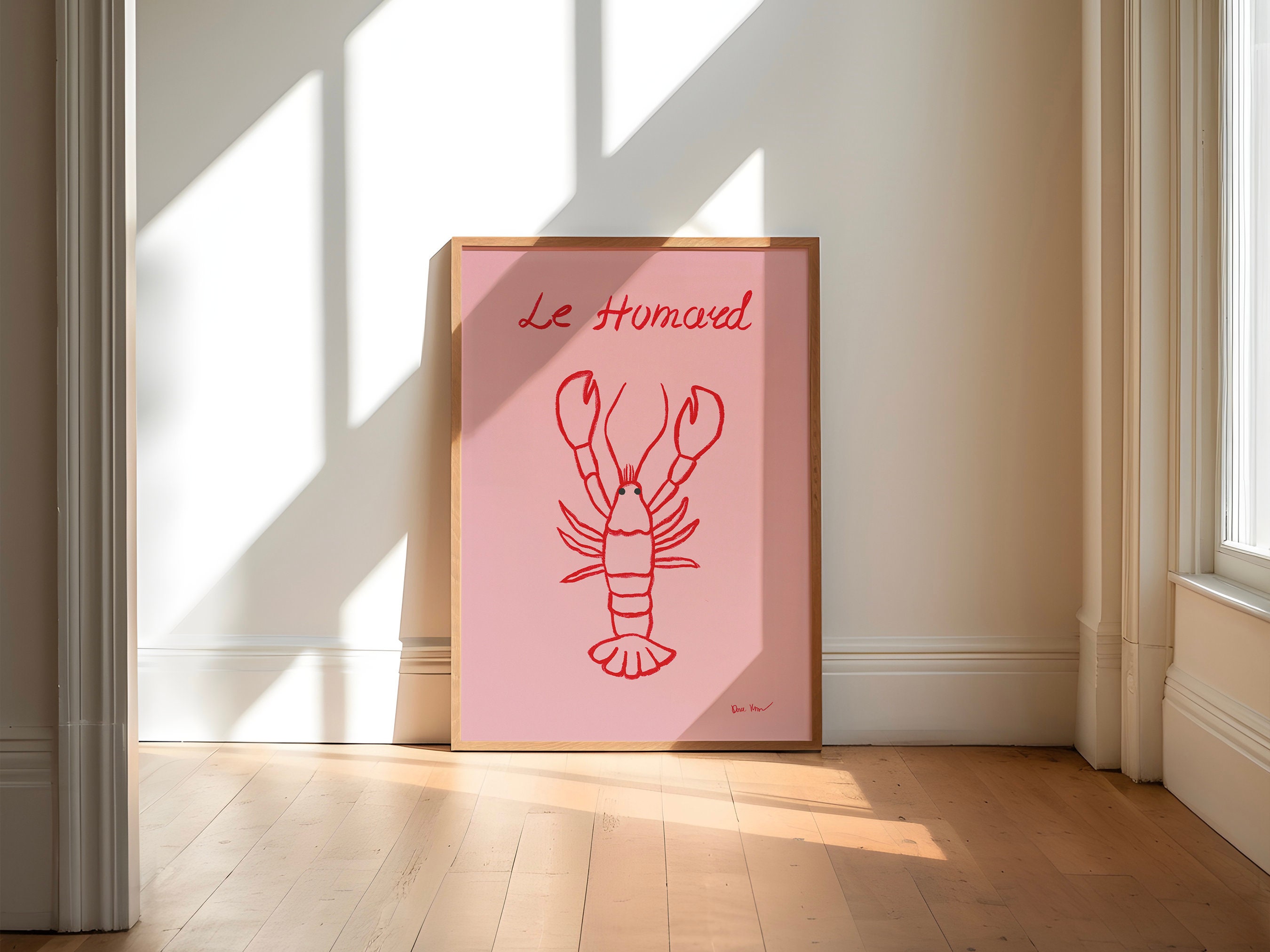 Le Homard Wall Art Lobster Poster Pink Seafood Print Ocean - Etsy
