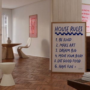 House Rules Wall Art, House Rules Art Print, Aesthetic Apartment Quote ...