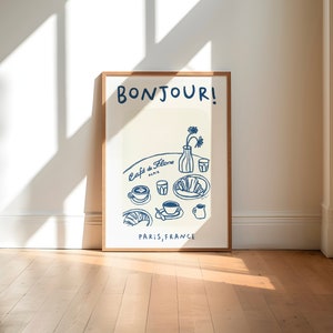 Cafe De Flore Art Print, Bonjour Poster, French Coffee Poster ...