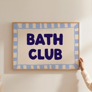 Bath Club Wall Art, Bathroom Print, Retro Bathroom Sign, Cute Bathroom ...