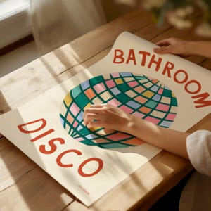 Bathroom Disco Wall Art, Disco Ball Print, Maximalist Bathroom Decor ...