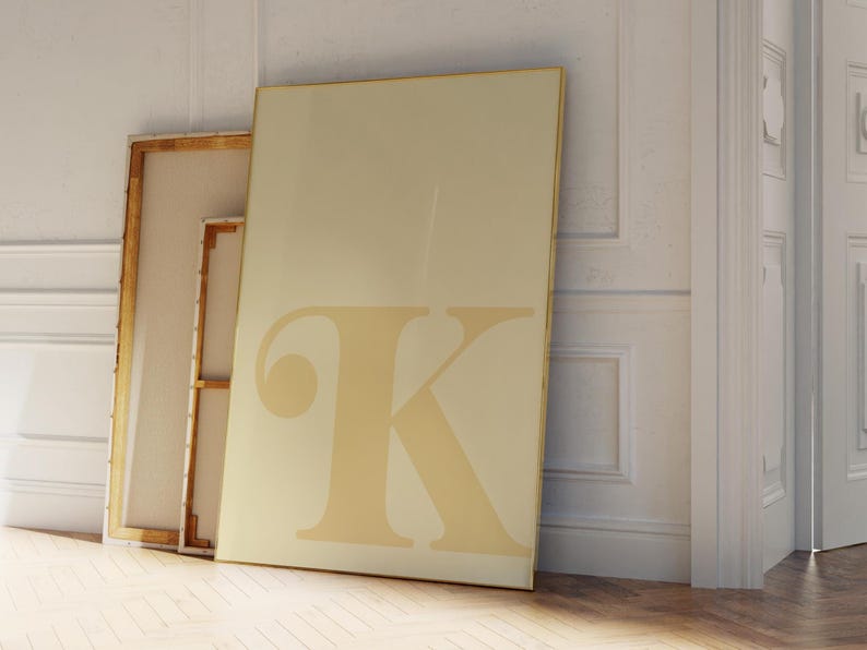 Letter K Poster, Butter Yellow Alphabet Letter Print, Initial Letter ...