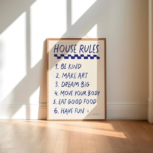 House Rules Wall Art, House Rules Art Print, Aesthetic Apartment Quote ...