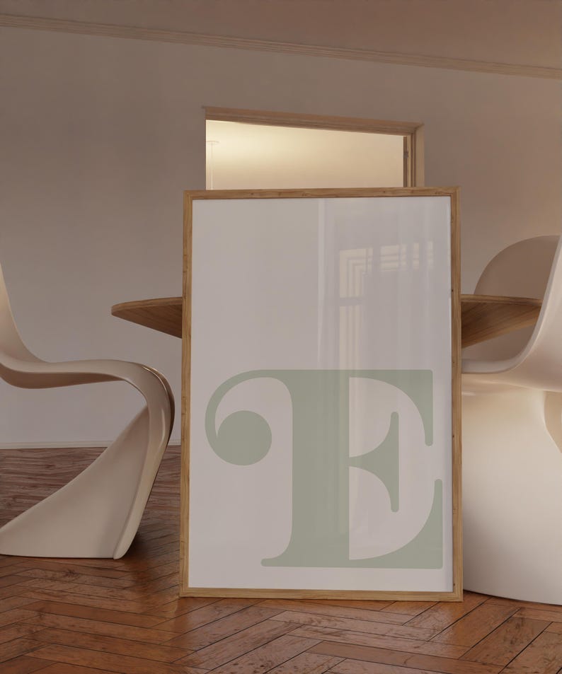 Letter E Poster, Sage Alphabet Letter Print, Initial Letter Wall Art ...