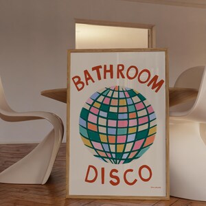 Bathroom Disco Wall Art, Disco Ball Print, Maximalist Bathroom Decor ...