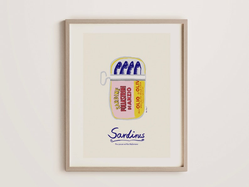 Sardines Print, Fish Kitchen Wall Art, Sardine Tin Poster, Seafood ...
