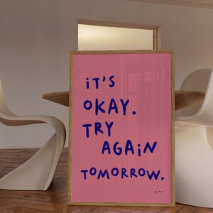 It‘s Okay Try Again Tomorrow Wall Art, Retro Aesthetic Print, Trendy ...