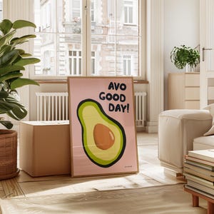 Avo Good Day Wall Art, Cute Avocado Print, Breakfast Club Poster, Retro ...
