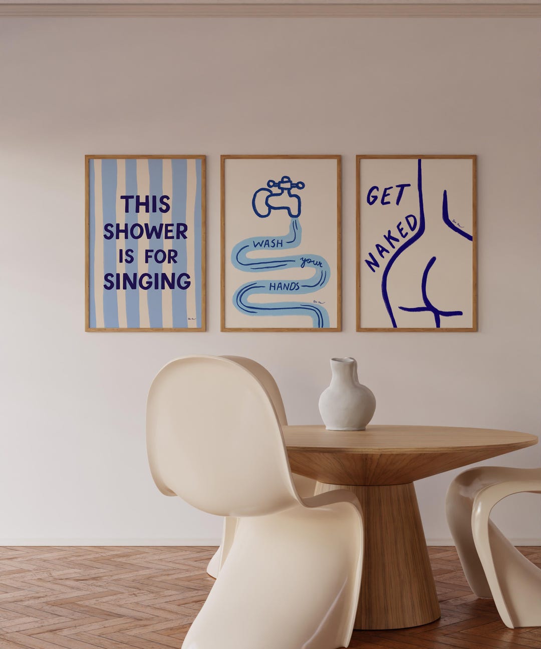 Bathroom Prints Set, Set of 3 Bathroom Poster, Wash You Hands Bathroom ...