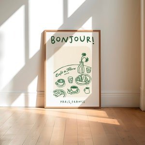Cafe De Flore Art Print, Bonjour Poster, French Coffee Poster ...