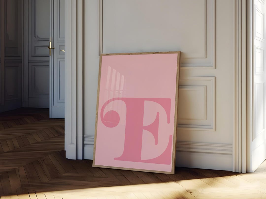 Letter E Poster, Pink Alphabet Letter Print, Initial Letter Wall Art ...