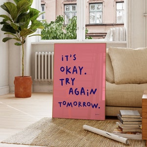 It‘s Okay Try Again Tomorrow Wall Art, Retro Aesthetic Print, Trendy ...