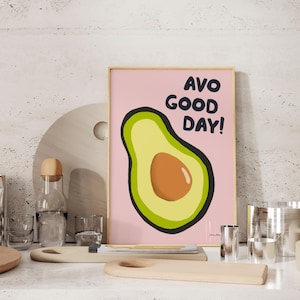 Avo Good Day Wall Art, Cute Avocado Print, Breakfast Club Poster, Retro ...