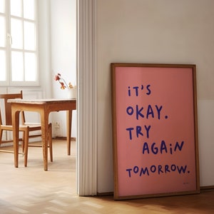 It‘s Okay Try Again Tomorrow Wall Art, Retro Aesthetic Print, Trendy ...