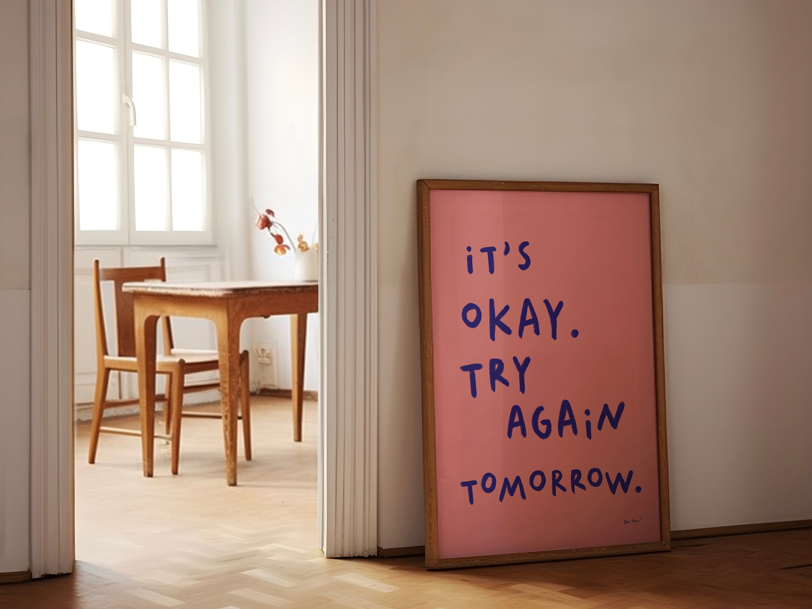 It‘s Okay Try Again Tomorrow Wall Art, Retro Aesthetic Print, Trendy ...