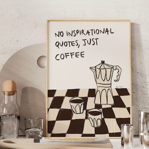 Hand Drawn Coffee Print: Moka Pot, Checkered Kitchen Art - Etsy