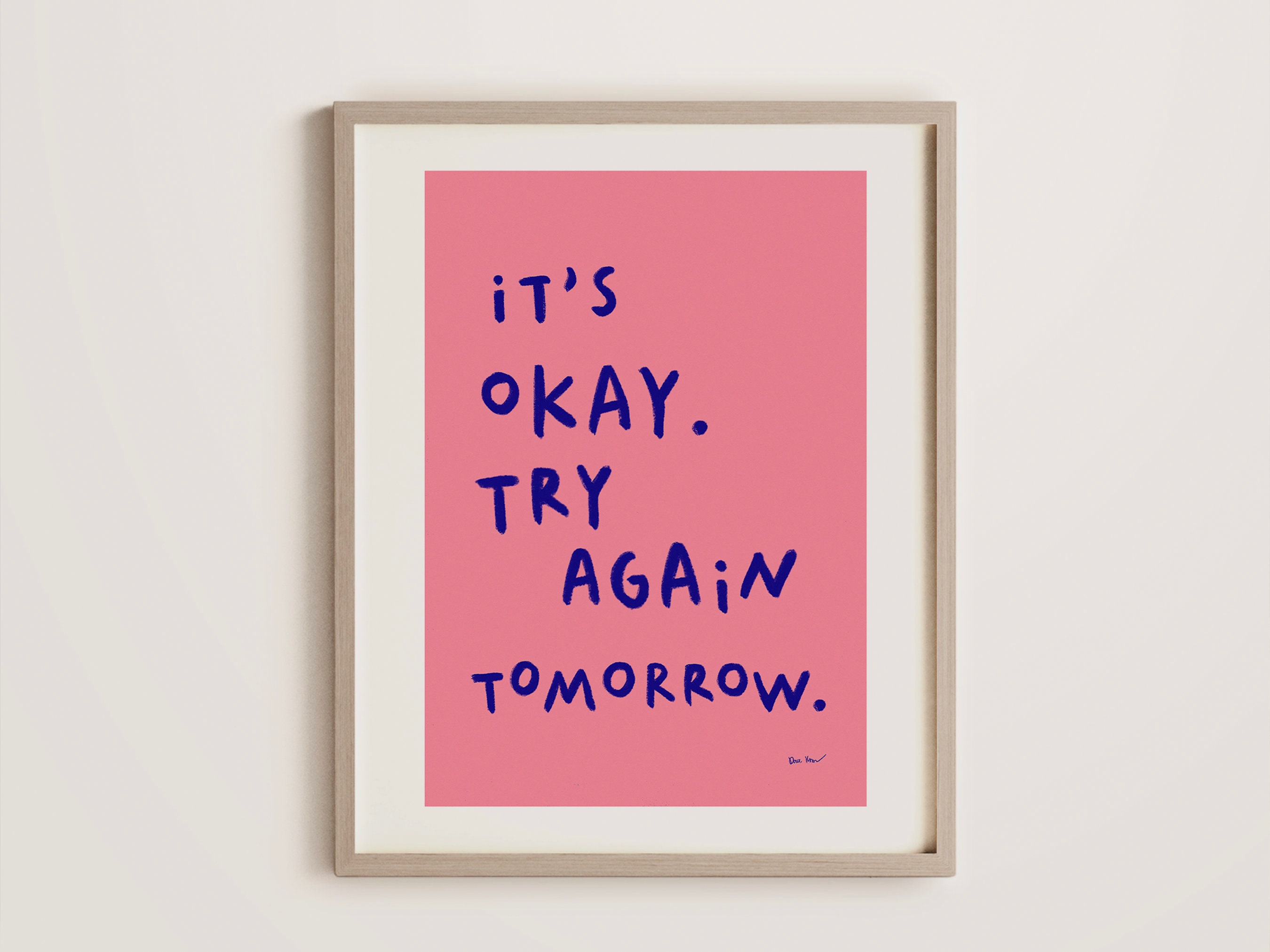 It‘s Okay Try Again Tomorrow Wall Art, Retro Aesthetic Print, Trendy ...