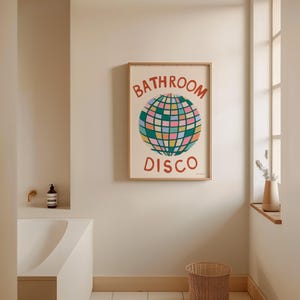 Bathroom Disco Wall Art, Disco Ball Print, Maximalist Bathroom Decor ...