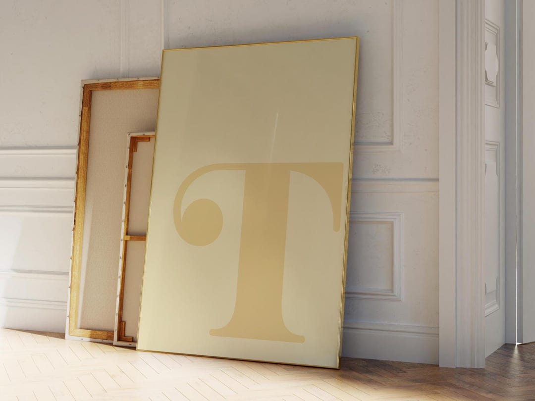 Letter T Poster, Butter Yellow Alphabet Letter Print, Initial Letter Wall Art, Trendy Dorm Room ...