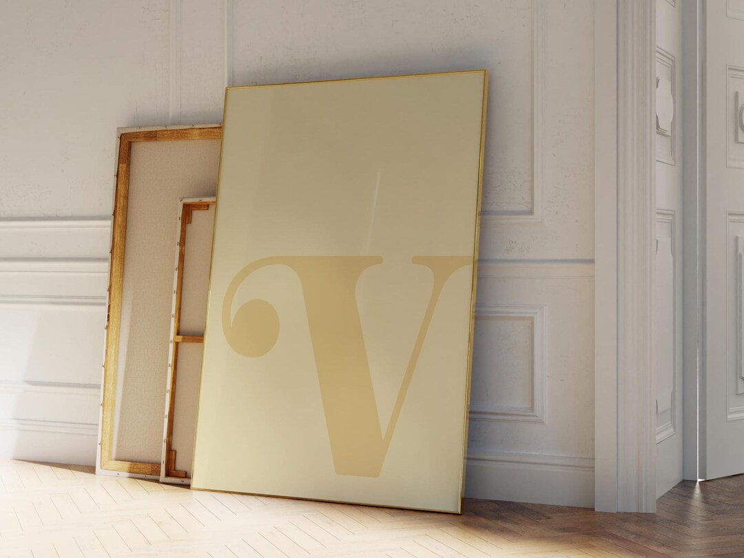 Letter V Poster, Butter Yellow Alphabet Letter Print, Initial Letter ...