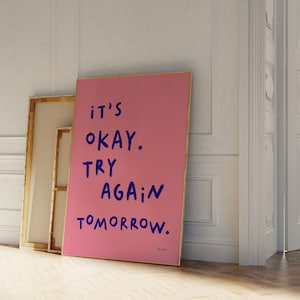 It‘s Okay Try Again Tomorrow Wall Art, Retro Aesthetic Print, Trendy ...