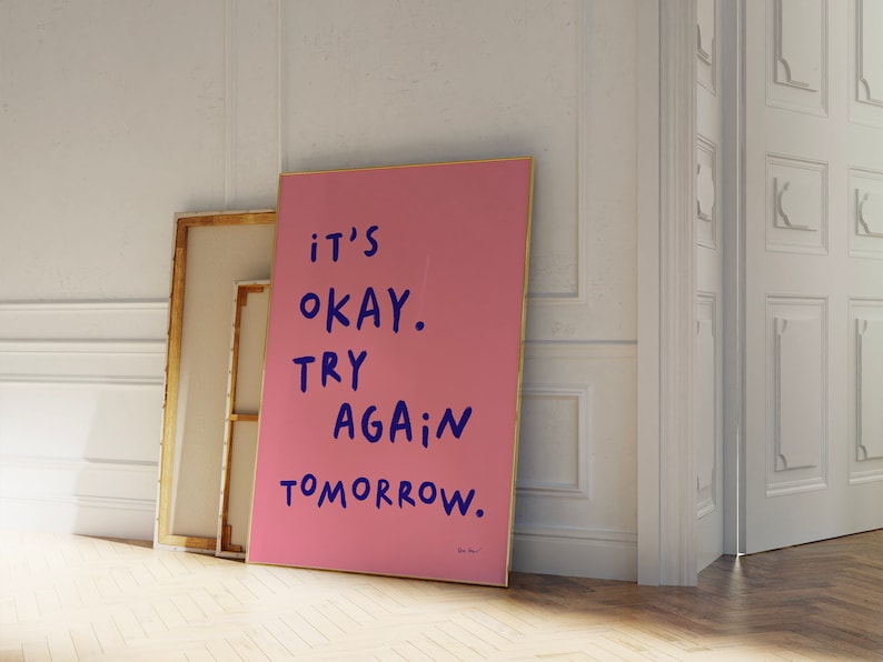 Its Okay Try Again Tomorrow Wall Art, Retro Aesthetic Print, Trendy ...