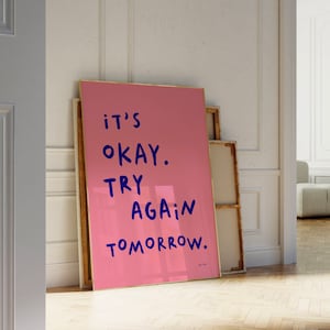 It‘s Okay Try Again Tomorrow Wall Art, Retro Aesthetic Print, Trendy ...