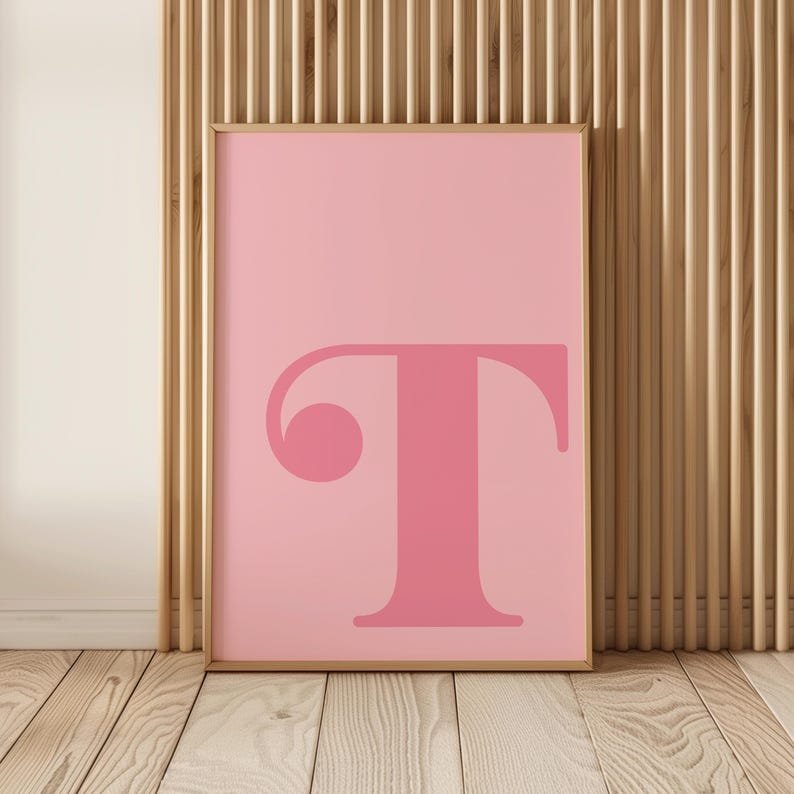 Pink Letter T Print: Initial Wall Art (digital Download) - Etsy
