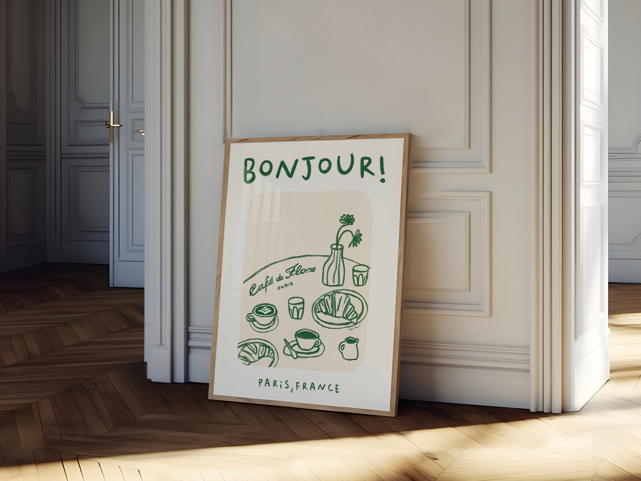 Cafe De Flore Art Print Bonjour Poster French Coffee Poster - Etsy ...