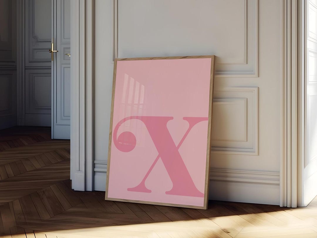 Letter X Poster, Pink Alphabet Letter Print, Initial Letter Wall Art ...